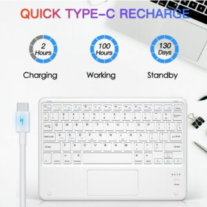 TOPIPRO Bluetooth Keyboard, Slim 7 Colors Backlit Wireless Bluetooth Keyboard with Touchpad Built in Rechargeable Battery for iOS Android Windows Tablets PC Smartphone