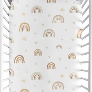 Sweet Jojo Designs Neutral Boho Rainbow Girl Boy Unisex Fitted Crib Sheet Baby or Toddler Bed Nursery - Mustard Yellow Pumpkin Orange Bohemian Sunshine Modern Vintage Beige Gold Taupe Tan