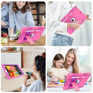 Telaso Compatible with iPad 9th Generation Case,iPad 8th Generation Case, iPad 7th Generation Case, iPad 10.2 2021/2020/2019 Case, 3 in 1 Heavy Duty Kickstand Case with Pen Holder, Pink Purple