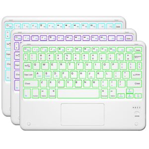 topipro bluetooth keyboard, slim 7 colors backlit wireless bluetooth keyboard with touchpad built in rechargeable battery for ios android windows tablets pc smartphone