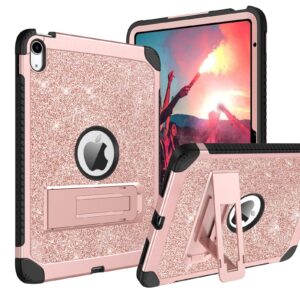 bentoben for ipad 10th generation case, ipad 10.9 case 2022 with kickstand glitter sparkly 3 layers rugged shockproof protective tablet cover case for ipad 10.9 inch 2022 release, rose gold