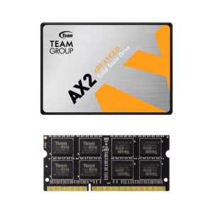 teamgroup ax2 2tb 3d nand tlc 2.5 inch sata iii ssd read 540mb/s t253a3002t0c101 bundle with elite sodimm ddr3 8gb 1600mhz cl11 lapktop memory ted3l8g1600c11-s01