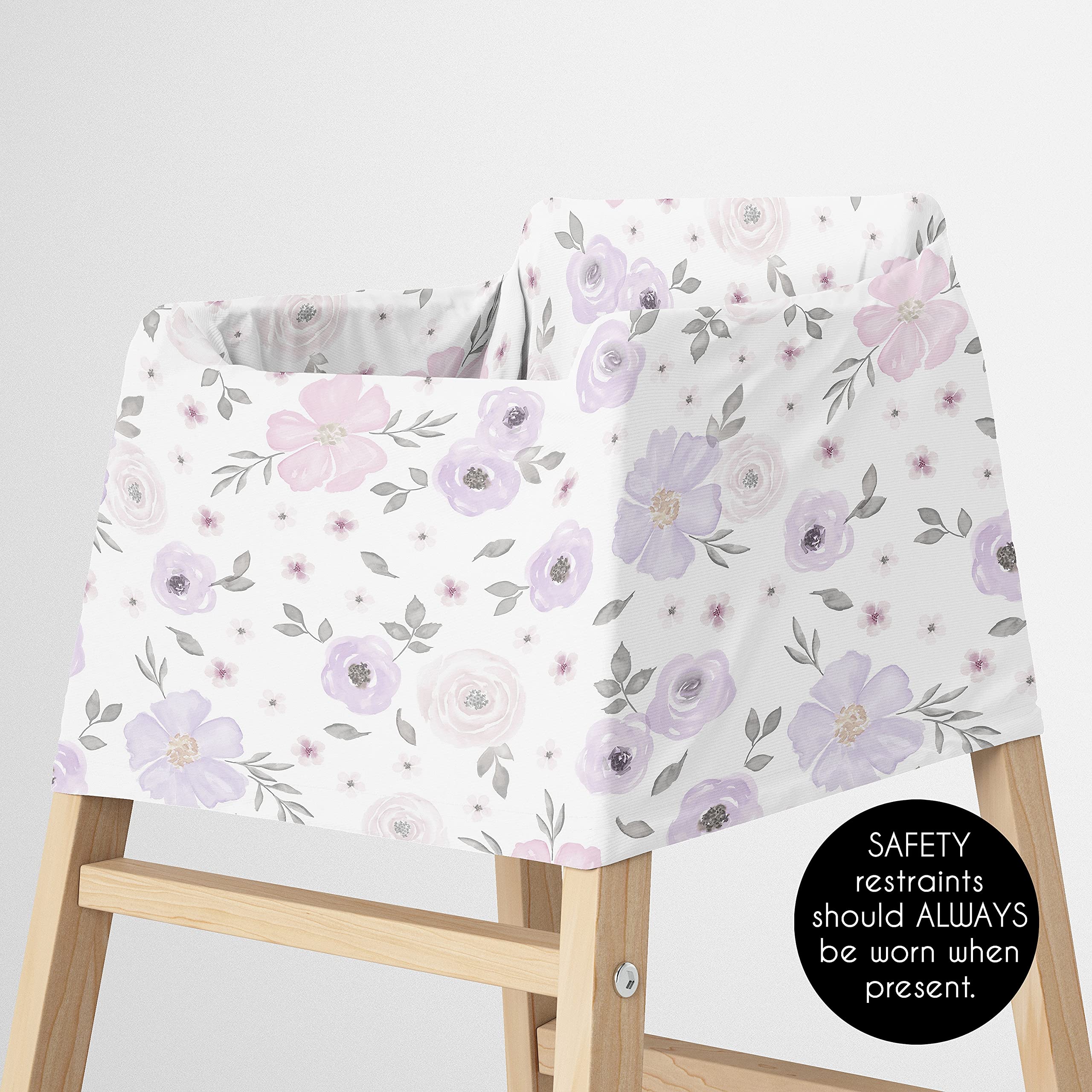 Sweet Jojo Designs Purple Watercolor Floral Girl Infant Baby Car Seat Cover Nursing Breastfeeding Shopping Cart Stroller Canopy Lavender Pink and Grey Boho Bohemian Shabby Chic Rose Flower Farmhouse