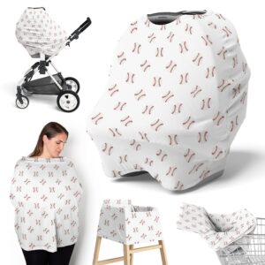 sweet jojo designs baseball sports boy infant baby car seat cover nursing breastfeeding shopping cart stroller canopy - red and white americana