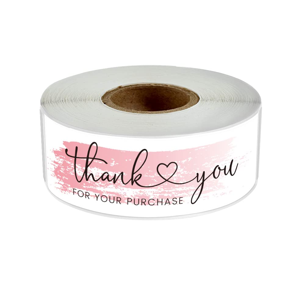 480pcs (1"x 3") Thank You Stickers Pink for Business, Rectangle Labels Online Retailers, Boutiques, Shops to Use on Bags, Boxes and Envelope