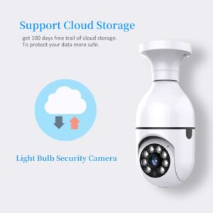 2PCS light bulb security camera, E27 360 Degree 2.4GHZ WIFI 1080P Indoor/Outdoor HD PTZ Camera, Support Super AI Intelligent &Motion Detection Tracking,Two-way Audio Talking, Support Cloud Storage