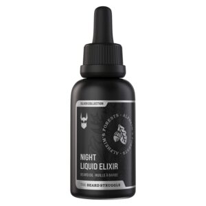 the beard struggle night liquid elixir beard oil - silver collection - alfheim's forests - softens, moisturizing, & healthier beard growth - vegan-friendly beard growth oil (1 fl oz)