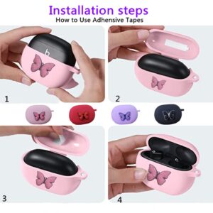 Cute Case for New Beats Studio Buds + 2021/2023 with Butterfly Keychain,Kawaii Silicone Beats Studio Buds Charging Case Cover Wireless Earbuds Protective Accesorries for Women Girls (Purple)