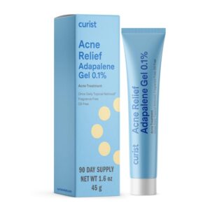 curist adapalene 0.1% acne free gel (45gr 1.6oz 90 day supply - xl tube) - topical retinoid acne medicine - stop acne whiteheads blackheads & clogged pores - adapalene retinoid acne treatment for face