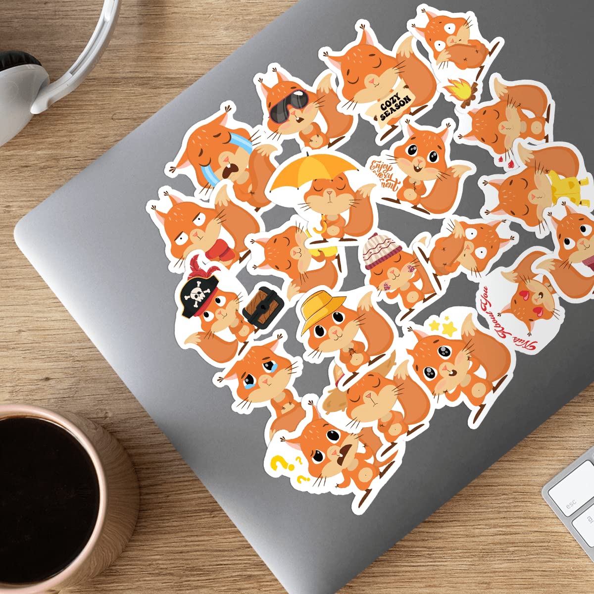 GOLEEX 20 Pack Pcs Squirrel Sticker Cute Animal Waterproof Vinyl Stickers Decals Item for Adults Kids Boys Journaling Diary Water Bottle Phone Computer Accessories Birthday Gifts