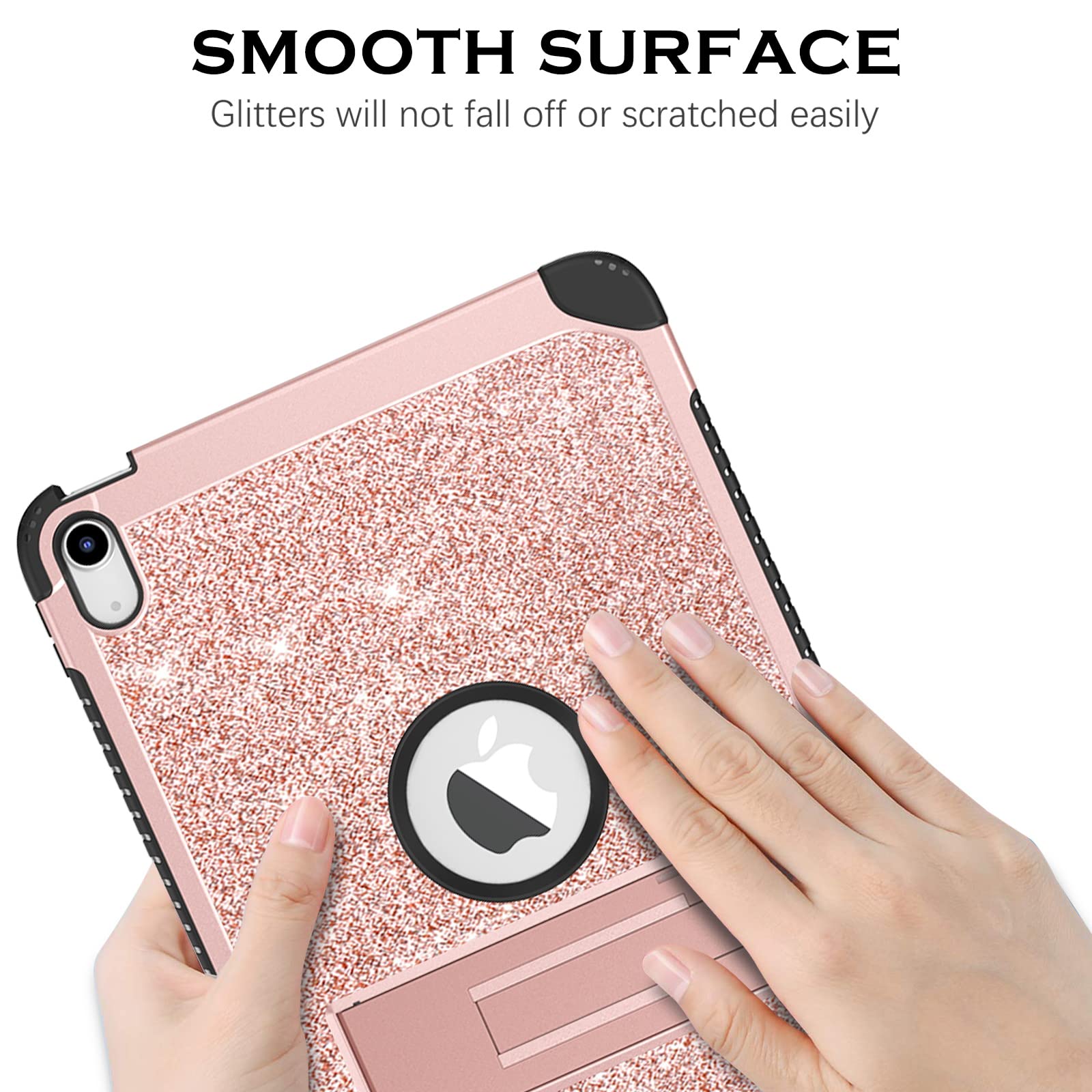 YINLAI Case for iPad 10th Generation, iPad Case 10th Generation 2022 10.9-Inch Kid Girl Women Slim Stand Glitter Bling Shockproof Protective Cover for iPad 10th Gen A2696/A2757/A2777, Rose Gold/Pink