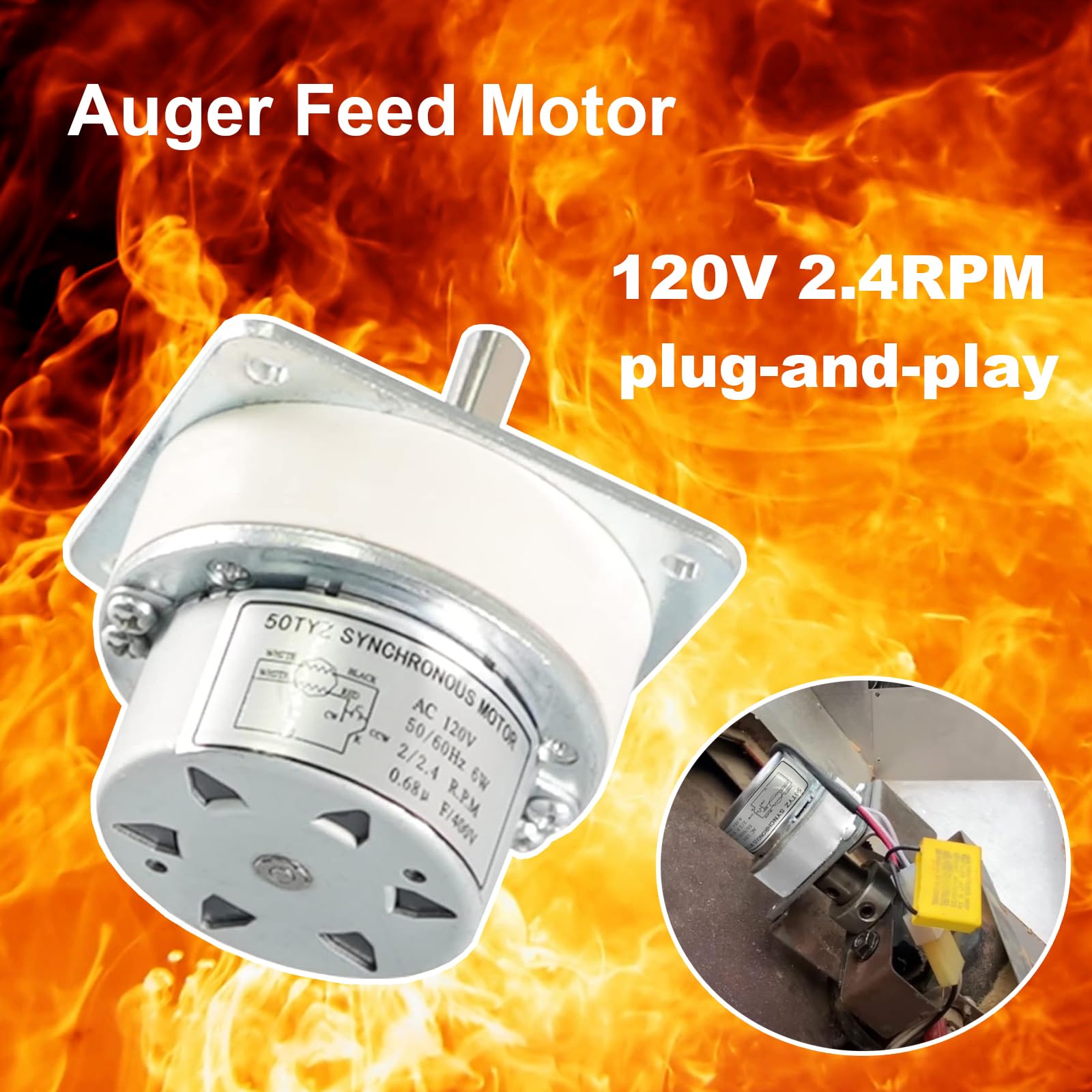 ouyanglong 812-4421 Auger Feed Motor 2.4RPM 120V Fits for Quadra Fire Heatilator CAB50 PS35 PS50 Replacement 812-4420 Auger Motor