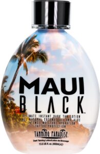 tanning paradise maui black lotion – instant dark self tanner natural self-tanning with coconut oil and aloe hydration boost tattoo protection 13.5oz