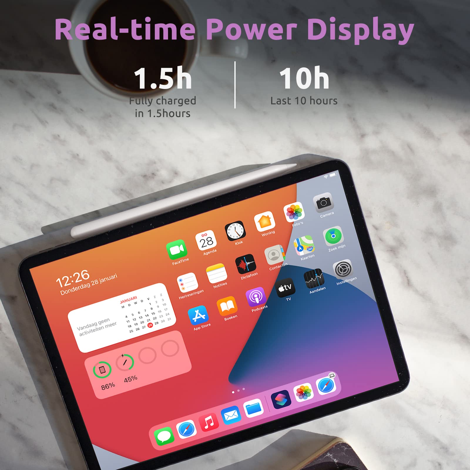 Wireless Charging Pencil for iPad with Magnetic and Tilt Sensitive Palm Rejection - Compatible with Apple iPad Pro 11 Inch, iPad Pro 12.9 Inch 3/4/5/6 Gen, iPad Air 5/4, iPad Mini 6th Generation