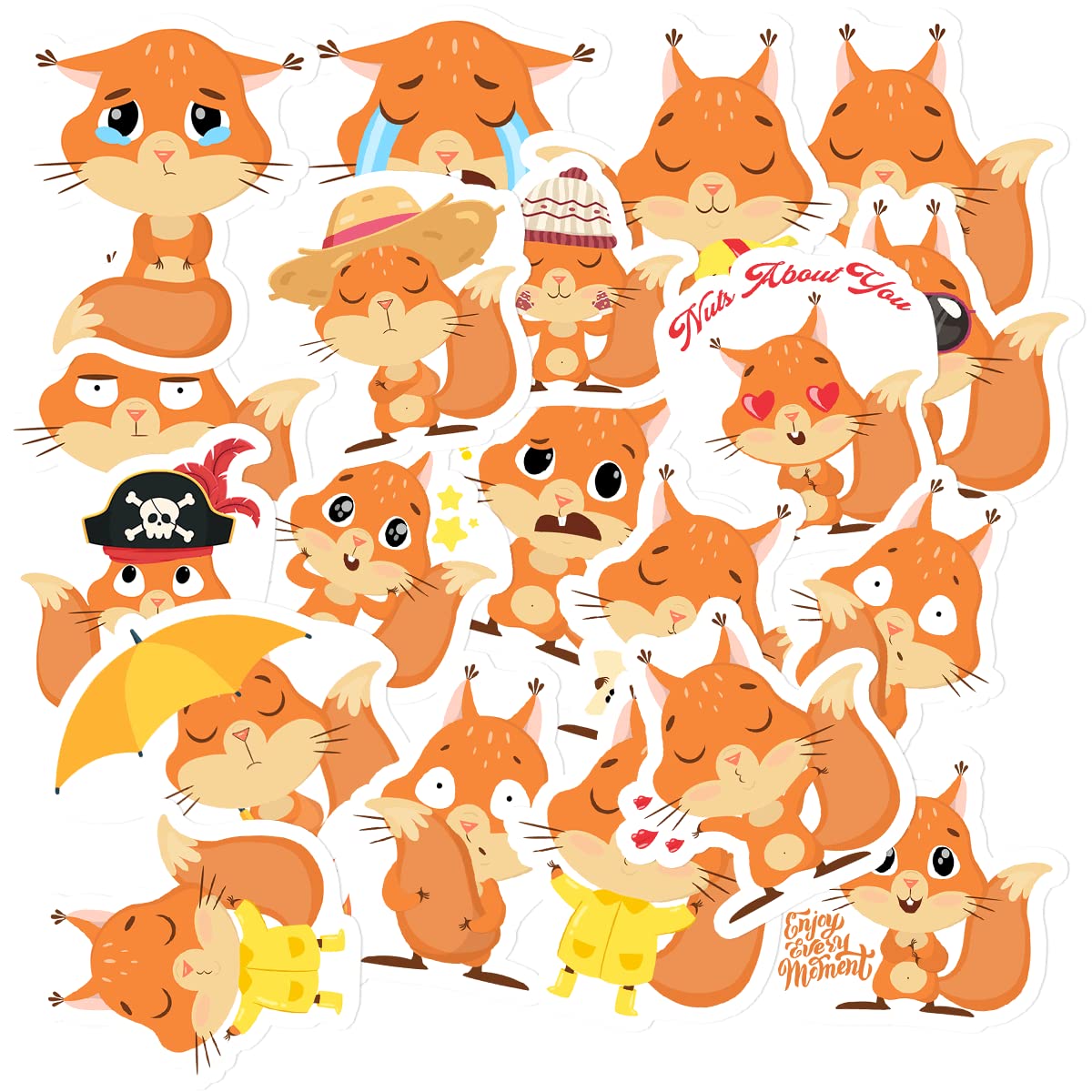 GOLEEX 20 Pack Pcs Squirrel Sticker Cute Animal Waterproof Vinyl Stickers Decals Item for Adults Kids Boys Journaling Diary Water Bottle Phone Computer Accessories Birthday Gifts