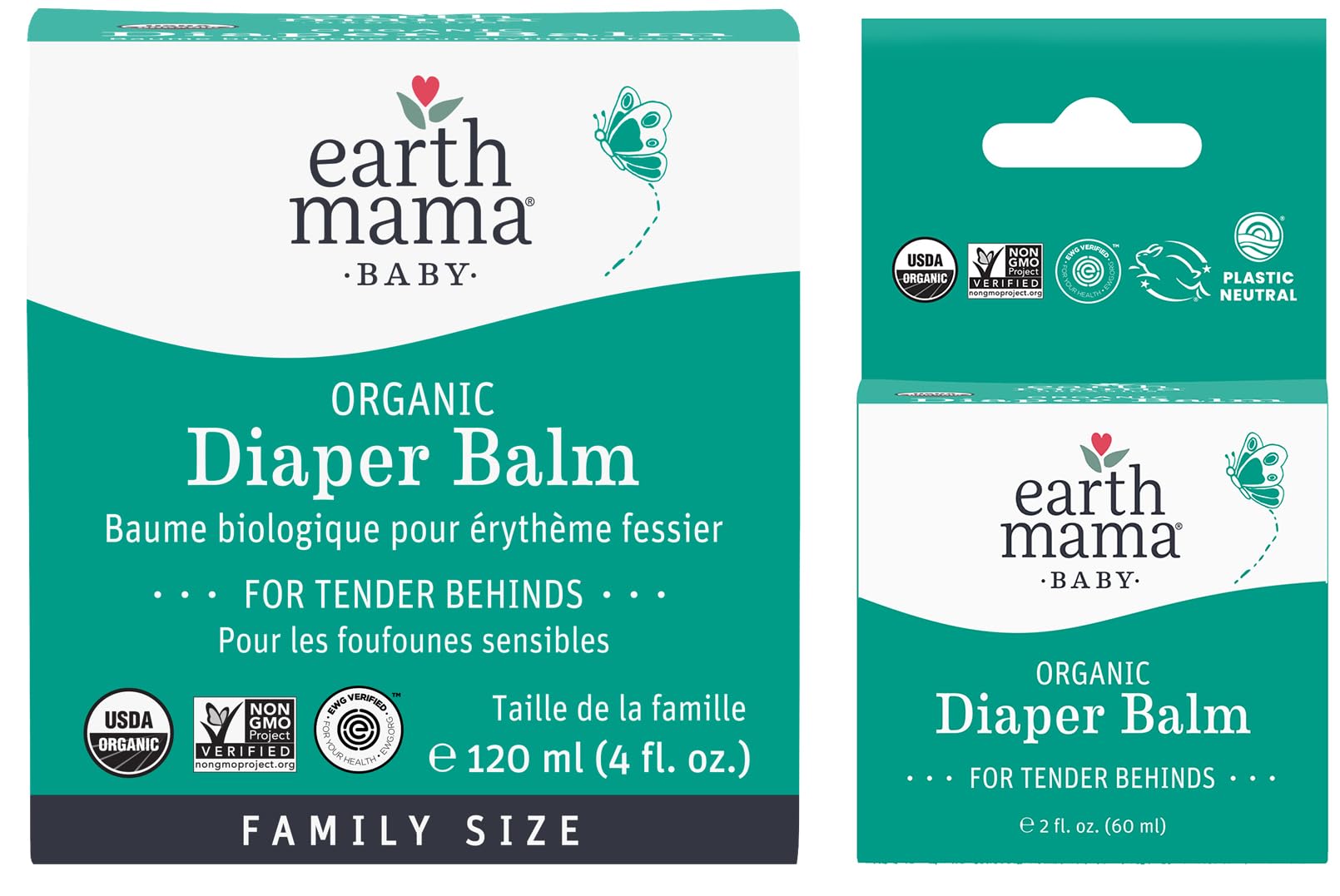 Earth Mama Organic Diaper Balm Multipurpose Baby Ointment Set | EWG Verified, Petroleum & Fragrance Free with Calendula for Sensitive Skin