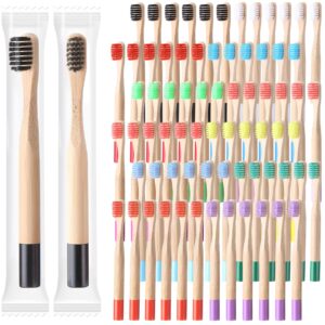 purpeak 24 pcs kids bamboo toothbrushes soft bristle toddler toothbrush bpa free wooden travel toothbrushes for kids children home travel school, 5.7 inches, individually wrapped