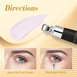 Caffeine Eye Cream for Bags Puffiness: Under Eye Treatment for Dark Circles Puffy Eyes with Eye Roller