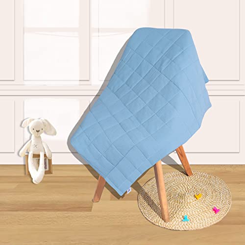 TWINOR Baby Muslin Quilt Blanket，Warm and Lightweight Crib Quilt Neutral Comforter for Newborn and Toddler Boys Girls (Baby Blue)