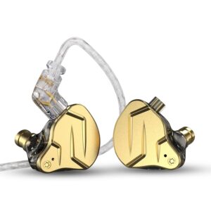 keephifi kz zsn pro x wired ear buds with microphone,1ba+1dd hybrid iem earphones earbuds punchy bass,comfortable wearing, detachable cable for audiophiles musicians singers drummers(gold,with mic)