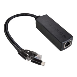 uctronics gigabit poe splitter 5v 3a, 2-in-1 poe to usb c/micro usb adapter, ieee 802.3af/at compliant 10/100/1000mbps for raspberry pi 3/4, security ip cameras and more