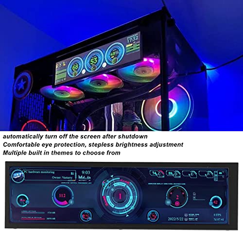 8.8 Inch Mini Monitor, 1920X480 Resolution CPU GPU Data Temperature Display, PC CPU Data Secondary Monitor, Customizable Screen Layout Function Support for RPi for Linux for