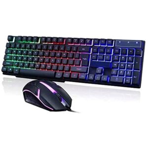 ojoink gaming keyboard and mouse combo, led colorful keyboard,for pc/laptop (size : 1)