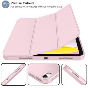 iMieet New iPad 10th Generation Case 2022 10.9 Inch with Pencil Holder, Trifold Stand Smart Case with Soft TPU Back,Auto Wake/Sleep(Pink)