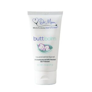 dr. mom butt balm ultra-premium diaper rash ointment. don't let diaper rash come between you and your baby.