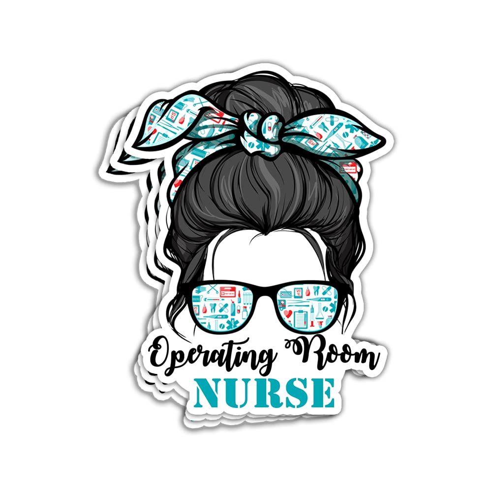 3 Pcs/Pack - Operating Room Nurse Sticker Funny Nurse Stickers Nurse Messy Bun Nursing Stickers Nurse Appreciation Gifts Nursing Decorations for Laptop Bottles Car Window Stickers 3"x4"