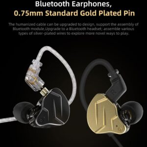 keephifi KZ ZSN Pro X Wired Ear Buds with Microphone,1BA+1DD Hybrid IEM Earphones Earbuds Punchy Bass,Comfortable Wearing, Detachable Cable for Audiophiles Musicians Singers Drummers(Gold,with Mic)