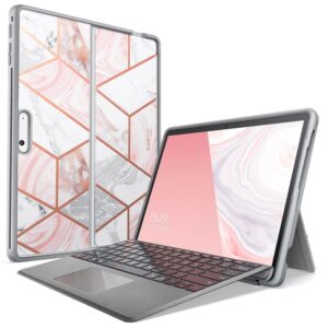 i-blason cosmo for microsoft surface pro 11 case/pro 10 case/pro 9 case 5g slim stylish protective bumper shockproof stand folio case for surface pro 9 compatible with type cover keyboard, marble