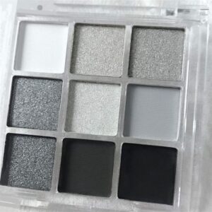 go ho black/silver smokey eyeshadow palette,white eye black eye shadow palette,9 colors matte&shimmer eye makeup palette,grey white eyeshadow makeup,waterproof cool shades eyeshadow palette