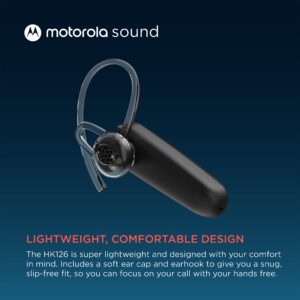 Motorola Sound HK126 Bluetooth Earpiece - in-Ear Wireless Mono Bluetooth Headset with 8-Hour Talk Time, Voice Assistant Compatible, Connects to 2 Devices - Lightweight Bluetooth Phone Earpiece