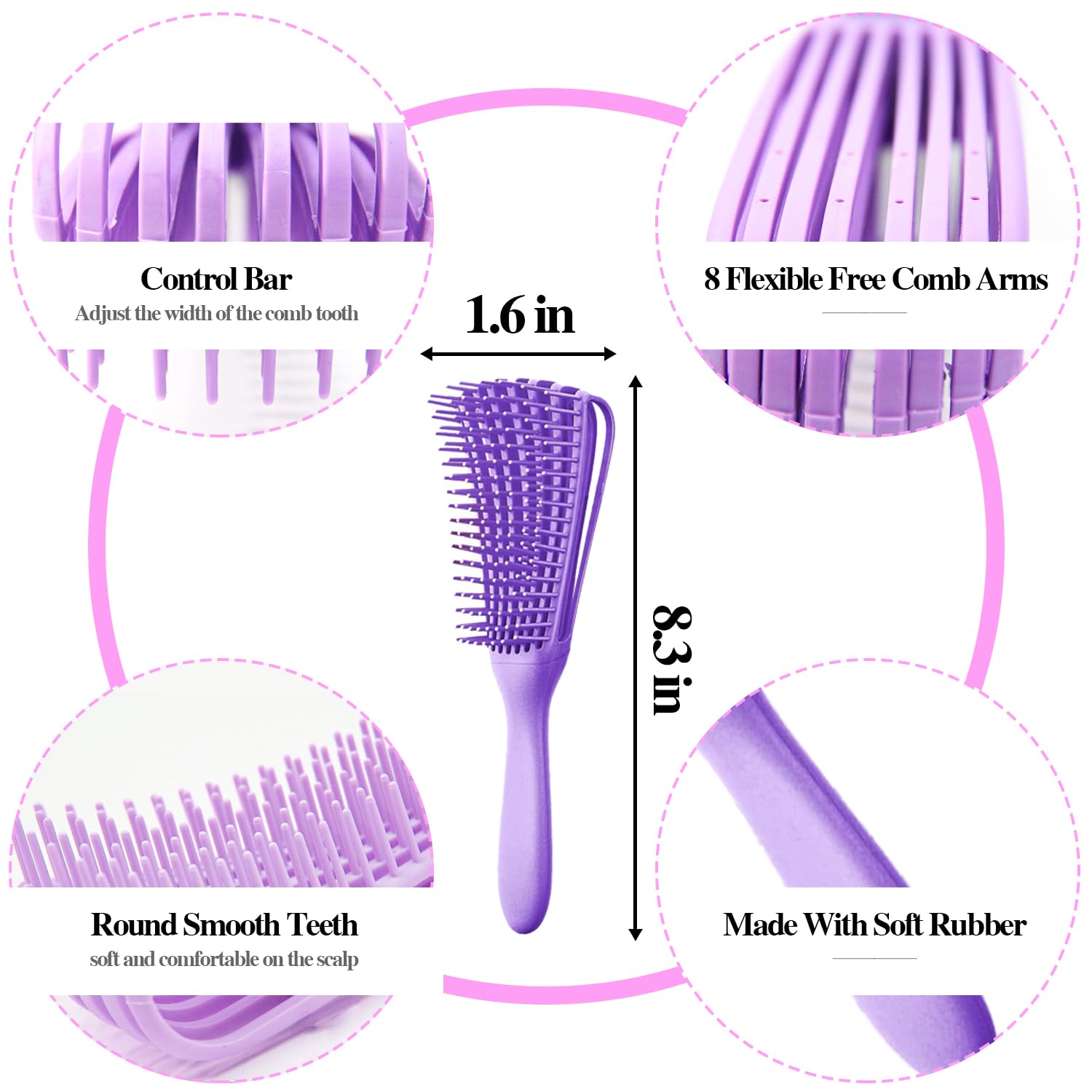 12Pcs Detangling Brush Set for Curly Hair, Curly Hair Brush with Sleep Bonnet Afro America/African 3a to 4c Texture, Easier and Faster on Wash Days