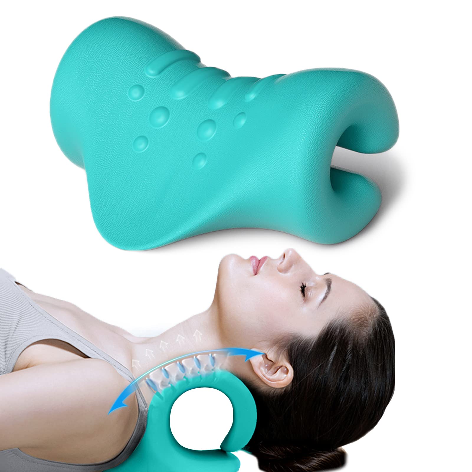 KellyKessa Neck and Shoulder Relaxer, neck hump corrector, Neck stretchers,cervical neck traction pillow, back massager for back pain spinal Relaxer for TMJ Pain Relief and neck stretcher (Blue)