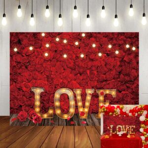 mother's day red rose backdrop rustic love rose flowers retro wooden romantic photography background girls women wedding bridal shower party decoration 7x5ft