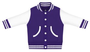 creative knitwear varsity bomber jacket - purple letterman jacket size 0-3m