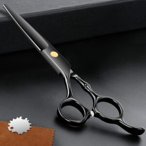 professional hairdressing scissors stainless steel barber hair cutting scissors straight scissors salon tools for mother father friends' gifts(black-01)