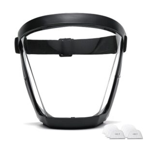 fulier transparent face mask anti-fog outdoor full protection face shield hd clear mask replace safety glasses (black)