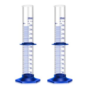 2pcs graduated cylinder measuring cylinder thick glass lab cylinders glass graduated cylinder glass measuring cylinder (250ml)