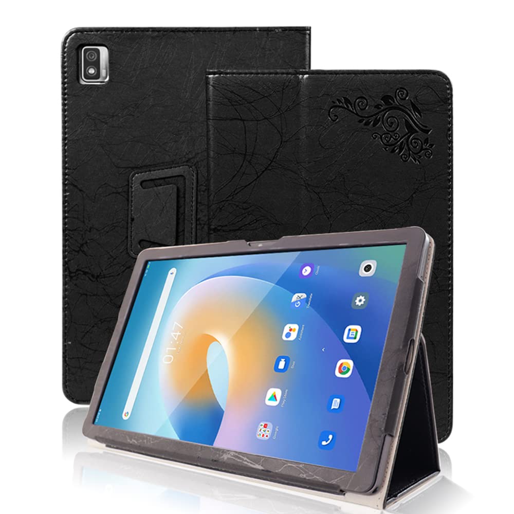 AIJAKO Tablet Case Compatible with Blackview Tab 12/ Blackview Tab13, Premium PU Leather Folio Folding Stand Protective Tablet Case Cover with Hand Strap for Blackview Tab 12/ Blackview Tab 13, Flower