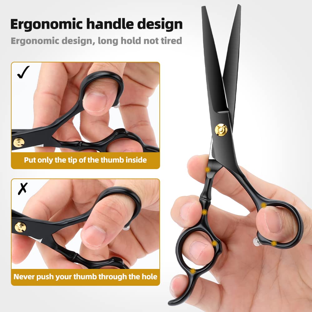 Professional Hairdressing Scissors Stainless Steel Barber Hair Cutting Scissors Straight Scissors Salon Tools for Mother Father Friends' Gifts(BLACK-01)