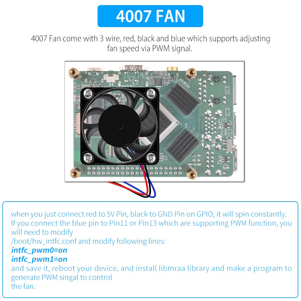 GeeekPi Rock Pi 4 Model SE Starter Kit with Rock Pi 4 SE 4GB Single Board Computer, Rock Pi 4 SE Case, Rock Pi 4 SE 4007 PWM Fan with Speed Control and Rock Pi 4 SE Heatsinks