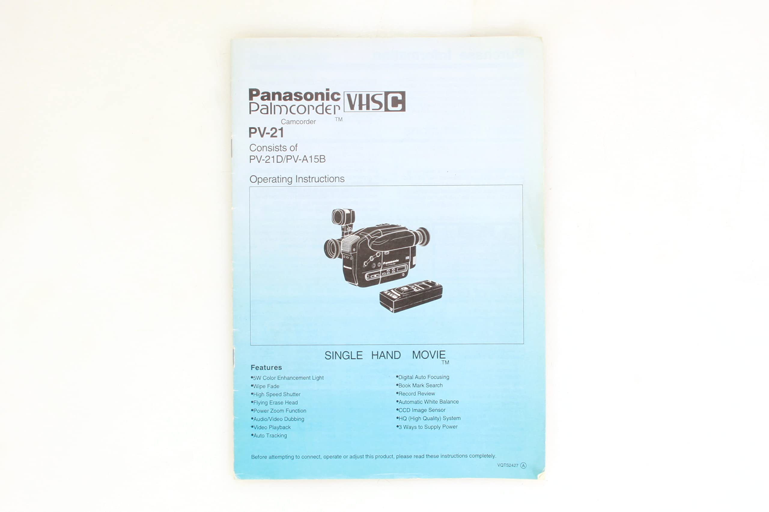 VHS-C PV-21 Operating Instructions Manual