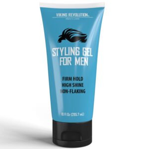 hair gel for men strong hold - mens hair gel extra strength - styling gel for hair clear hair gel - firm hold gel hair high shine non-flaking curly hair gel (10oz)