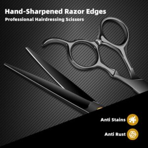 Professional Hairdressing Scissors Stainless Steel Barber Hair Cutting Scissors Straight Scissors Salon Tools for Mother Father Friends' Gifts(BLACK-01)