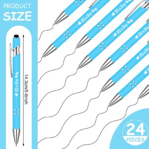 24 Pcs Baby Shower Rose Red Blue Pens It's a Boy/Girl Ballpoint Baby Shower Pens with Stylus Tip Black Ink Retractable Baby Shower Gel Ink Pens for Baby Shower Games Favors Decors (Blue, Boy)