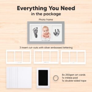 KeaBabies Inkless Baby Hand And Footprint Kit Frame and 2-Pack Inkless Hand and Footprint Kit - Personalized Baby Picture Frame for Newborn - Ink Pad for Baby Hand and Footprint - Mess Free Baby Frame