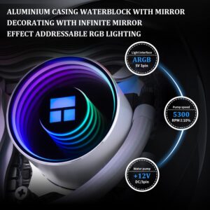 Thermalright Frozen Notte 240 WHITE ARGB Water Cooling CPU Cooler, 240 White CPU Cooler Specifications, Double PWM Fans, S-FDB V2 Bearings, Suitable for AMD/AM4 AM5, Intel LGA 1700/1150/1151/1200/2011